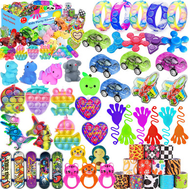 64 Pcs Pop Party Favors for Kids, Premium Pop Fidget Toys, Treasure Box ...
