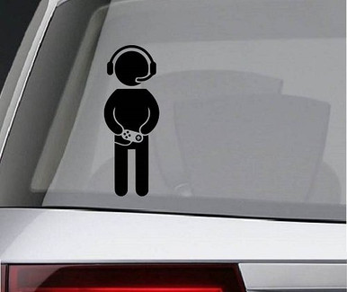 In-Style Decals Vinyl Decal Art Sticker 2.2" x 6" Gamer Playin Video ...