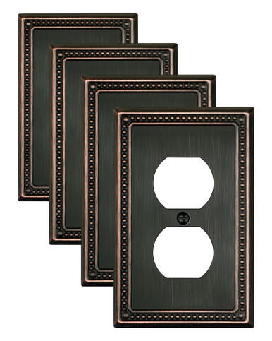 TREEWELL 4-Pack Duplex Outlet Cover Plate, Aged Bronze Metal Wall ...