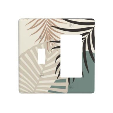 Boho Monstera Palm Leaf 2 Gang Single Toggle Rocker Light Switch Cover ...