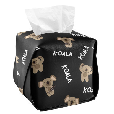 Fustylead Hand Drawn Koala Tissue Box Cover, Square PU Leather Tissue ...