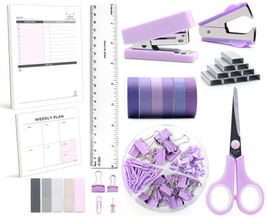 Mini Purple Desk Accessories, Mini Purple Office Supplies, Stapler and ...