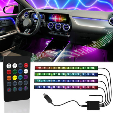 Mega Racer RGB Car LED Lights Strip - Interior LED Lights for Cars, 48 ...