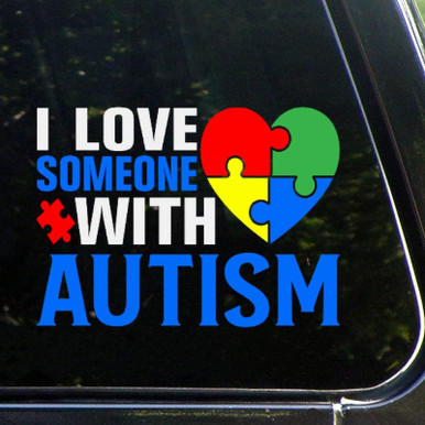 I Love Someone with Autism Car Decals Autism Awareness Puzzle Piece ...