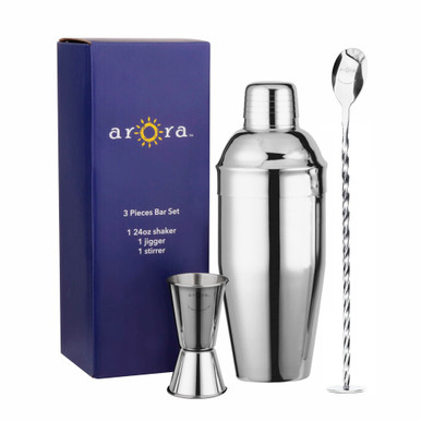 Arora 24OZ Cocktail Shaker Mixer Set, 3Pcs Bar Acccessories Including ...