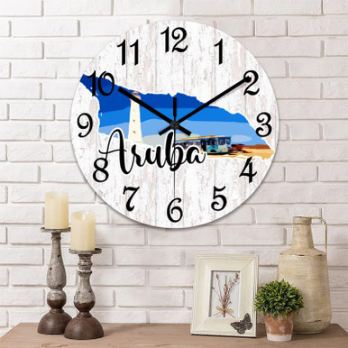 Funlucy Aruba National Landmark Scenery Round PVC Wall Clock Aruba Map ...