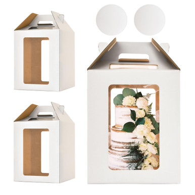 Hzzycaxli Tall Cake Boxes with 4 windows and Cake Boards,12x12x14 Inch ...
