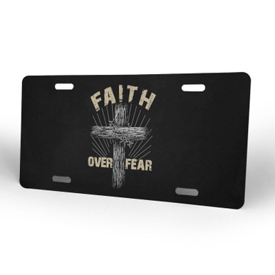 Jesus Christ Christian Faith Over Fear Metal Auto License Plate Tag ...