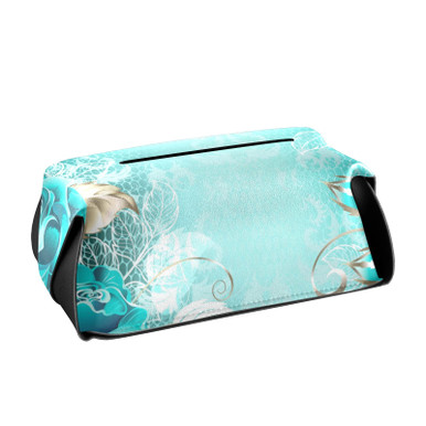 Teal Rose Turquoise Tissue Box Cover PU Leather Rectangle Tissue Box ...