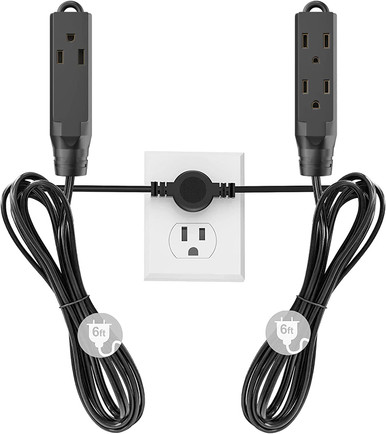 Extension Cord Indoor, Twin Extension Cord Power Bar - 12 Feet Cord - 6 ...