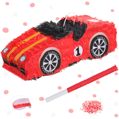 Race Car Pinata with Blindfold Bat Confetti, 16 x 5 x 7'' 3D Car Pinata ...