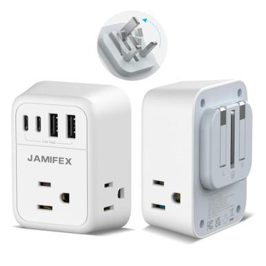 2 Pack Foldable UK Ireland Travel Plug Adapter, JAMIFEX 8 in 1 Type G ...