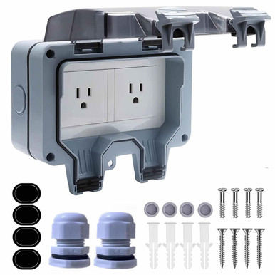 CHAMPAN Outdoor Socket IP66 Waterproof Outlet 15A 110V-250V, Wall ...