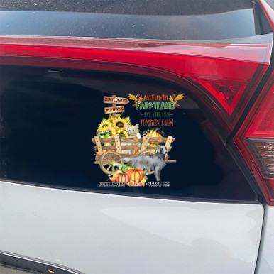 Vinyl Car Decal Fall Autumn Farmland Pumpkin Sunflowers Farm Dog Fresh ...