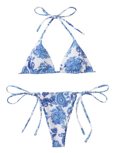 GORGLITTER Women's Paisley Floral Print Triangle Swimsuit Wireless ...
