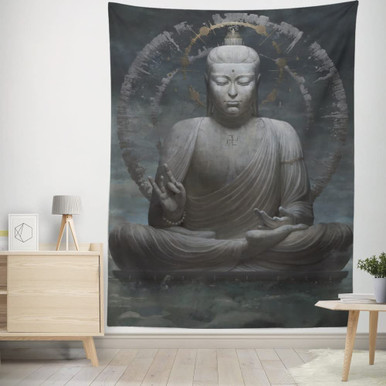 Cool Tath?gata Gautama Buddha Buddhism Statue Tapestry Wall Art Airbnb ...