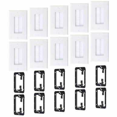10 Pack Brush Wall Plates with Low Voltage Mounting Bracket, Cable Pass ...