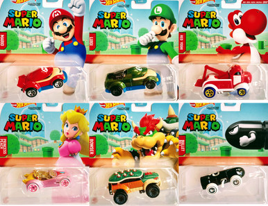 Hot Wheels Super Mario Character Cars Complete Set 1:64 Scale Vehicles ...