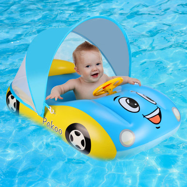 Baby Pool Float with UPF50+ Adjustable Canopy, Inflatable Baby Car Pool ...