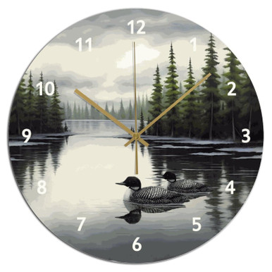 Lake Time Duck Wall Clock Loon Rustic Round PVC Clock for Farmhouse ...