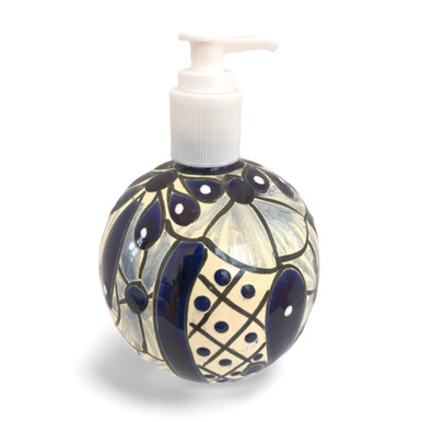 Ceramic Spherical Soap and Lotion Dispenser Blue and White Talavera ...