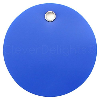 100 Pack - CleverDelights Blue Plastic Tags - 3" Round - Tear-Proof and ...