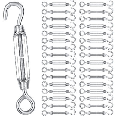 Hicarer 32 Pieces 4mm Hook and Eye Turnbuckle for Cable Wire Rope ...