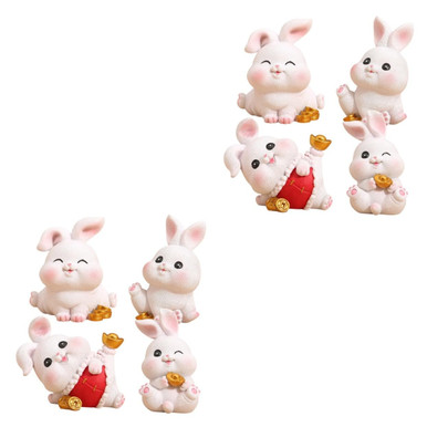 SEWACC 8 Pcs Big Ear Rabbit Ornament Rabbit Figurine Feng Shui Rabbit ...