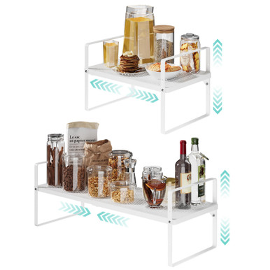 jkxoo 2Pack Expandable Cabinet Countertop Shelves, Adjustable Metal ...