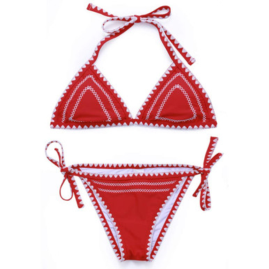 Raxinbang Bikini Sexy Halter Neck Bikini Micro Swimsuit Set, Red ...