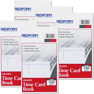 Time Card Pads, For Weekly Time, 4-1/4 , Manila Qty:5 - Warehousesoverstock
