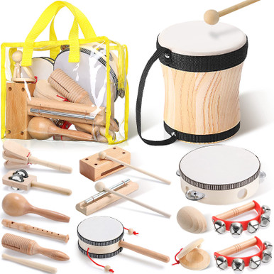 Musical Instruments Set Natural Wooden Musical Toys Preschool ...