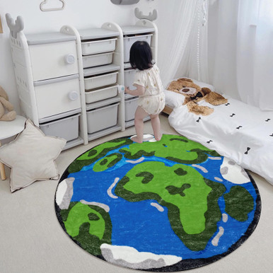 TEALP World Map Round Rug 4 Ft Educational Classroom Rugs for Kids ...