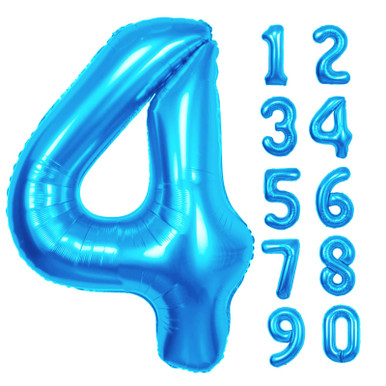 40 inch Light Blue Number 4 Balloon, Giant Large 4 Foil Balloon for ...