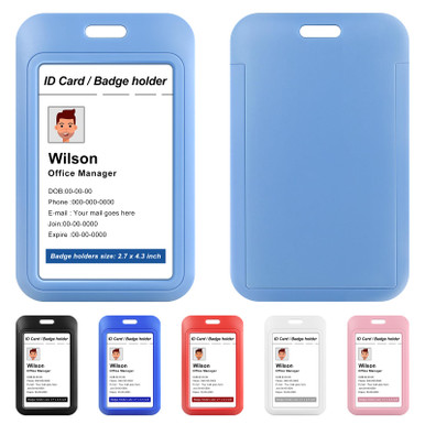 3 Pack Sliding ID Badge Holders Plastic Vertical ID Card Holder Hard ID ...