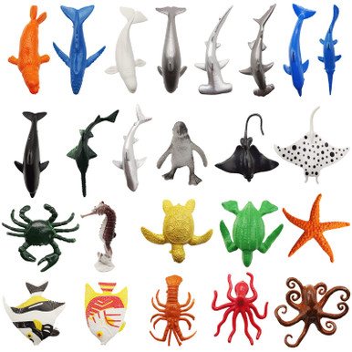 LLMSIX 24 Pieces Sea Animal Toys?Sea Creatures Mini Plastic Ocean Toys ...