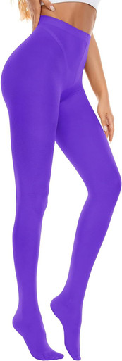 Zando Soft Purple Tights for Women High Waist Control Top Pantyhose ...