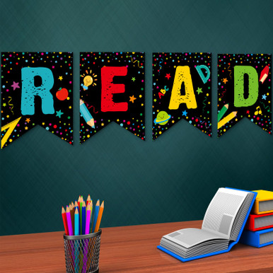 Qilery 4 Pcs Reading Classroom Decorations Reading Banner and Poster ...