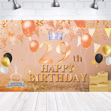 Happy 29th Birthday Backdrop Banner Rose Gold 29th Sign Poster 29 ...