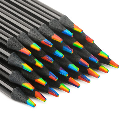 ThEast Black Wooden Rainbow Colored Pencils, 7 Color in 1 Rainbow ...