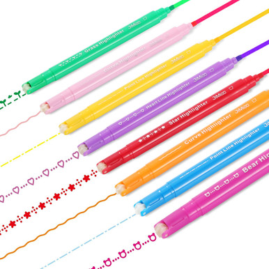 Colored Dual Tip Curve Highlighter Pen Set,8 Pack Curve Pens with 8 ...
