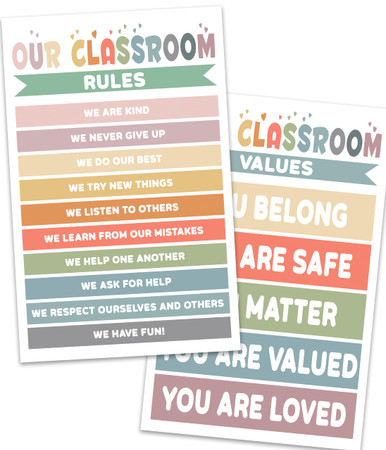 Classroom Rules and Values Posters, 8" x 12" Motivational Poster ...