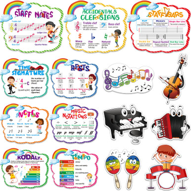 15 Pieces Music Classroom Posters Musical Elements Bulletin Board ...