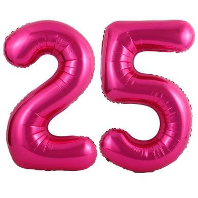40 Inch Hot Pink 25 Number Balloons Giant Jumbo Huge 25 or 52 Foil ...