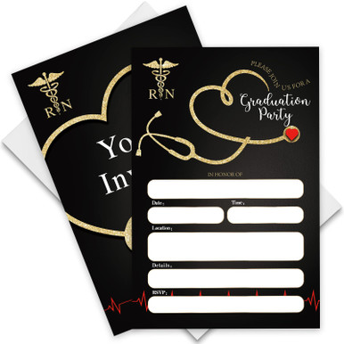 Haizct Join Us For A Graduation Party RN Black Gold Stethoscope ...
