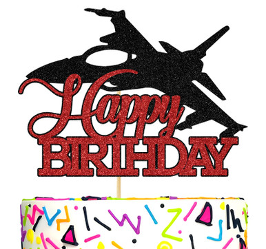Fighter Jet Happy Birthday Cake Topper, Aircraft Cake Topper, Boy Baby ...