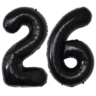 COLORFUL ELVES 26 Balloon Number Black Happy 26th or 62nd Birthday Prom ...