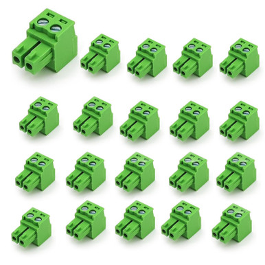 20 PCS 2 Pin 3.81mm Pitch Screw Terminal Block Connector for 28-16AWG ...