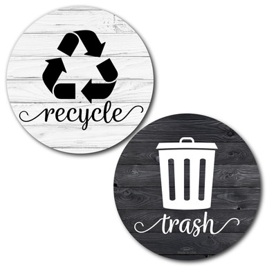 Rustic Trash Recycle Magnets for Kitchen Trash Can and Recycle Bin ...
