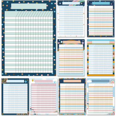 9 PCS Boho Classroom Charts Rainbow Classroom Incentive Chart Homework ...